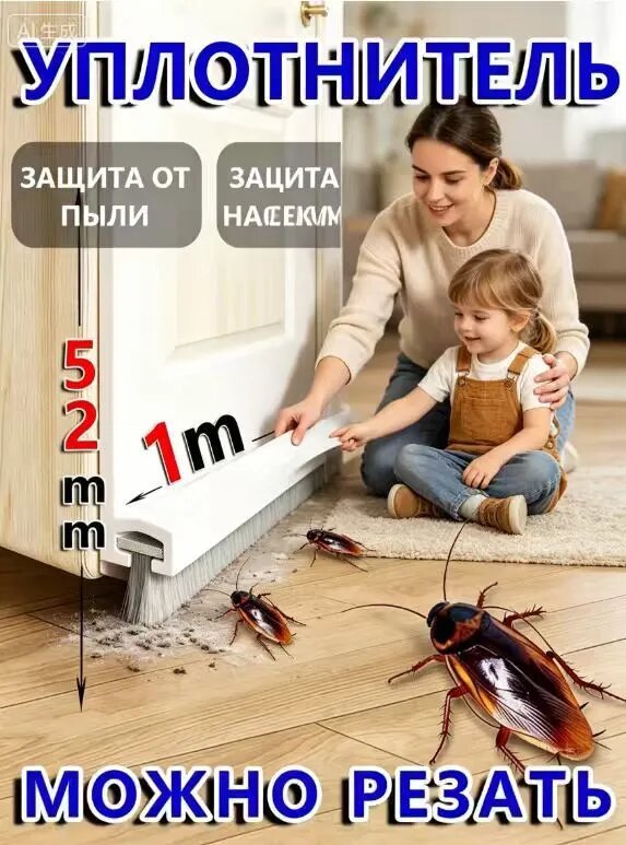 Дверной ограничитель самоклеящаяся, защищающая от насекомых, пыли и звукоизоляции уплотнительная лента для нижней щетки двери Защита от тараканов, мышей, муравьев