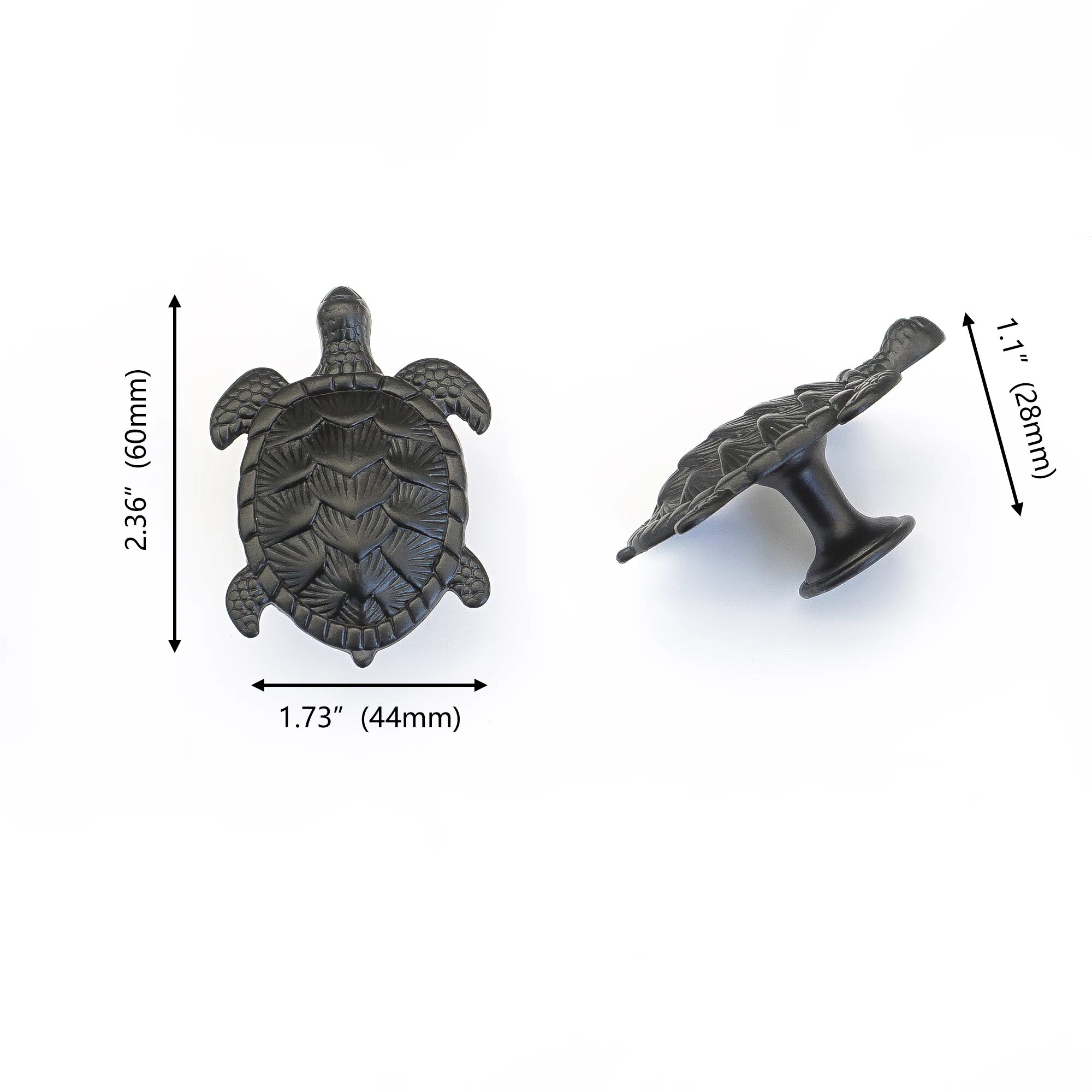 Ручки для шкафов черепаха, Turtle-Black, цинковый сплав