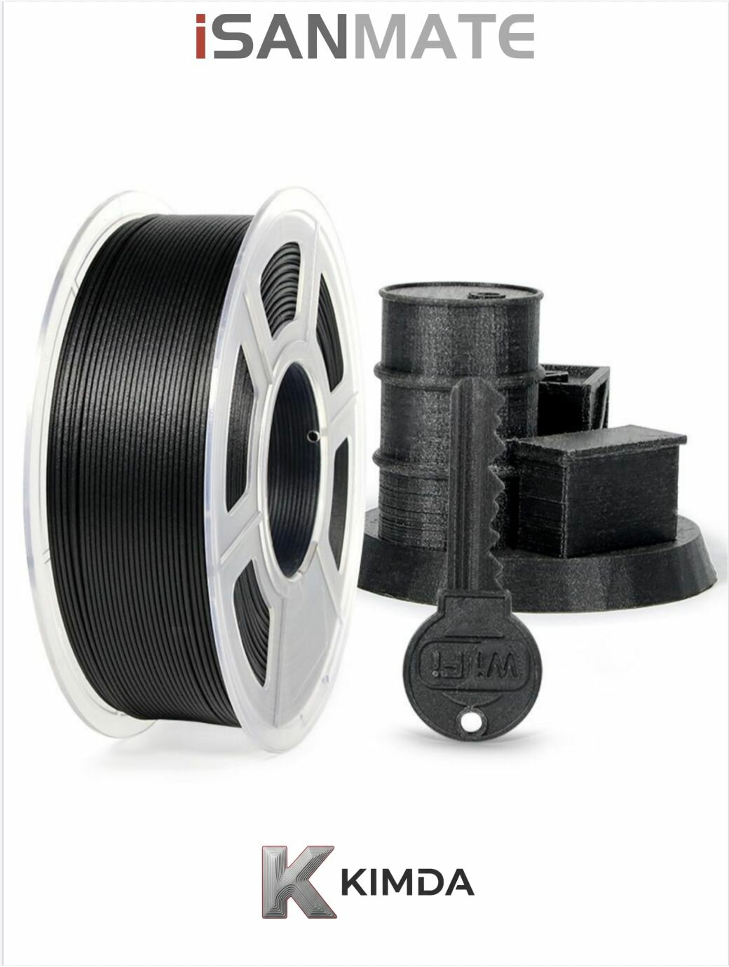 PC-CF пластик для 3D принтера iSANMATE, PC Carbon Fiber Black чёрный, филамент 1 кг