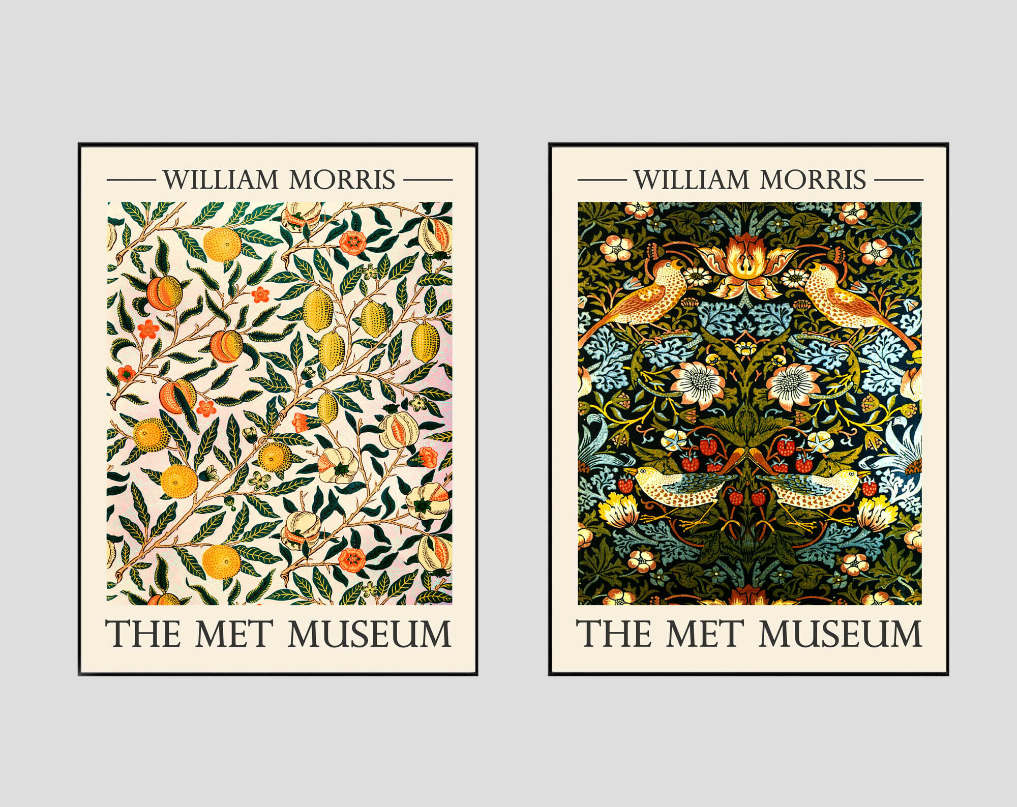 Набор ар деко постеров Цветочные Орнаменты Уильяма Морриса (William Morris) 2 шт, размер А4, без рамки
