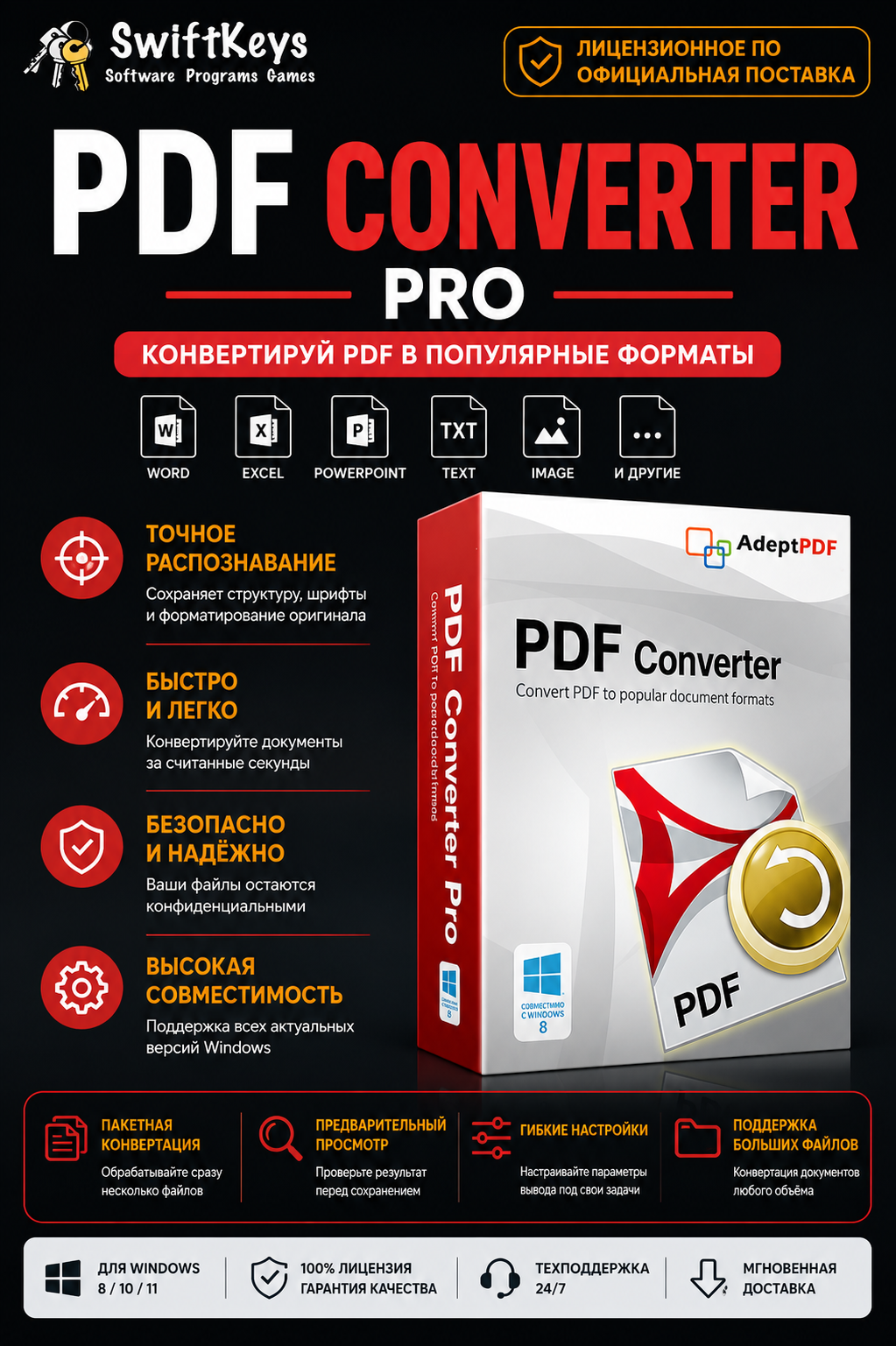 Работа с PDF программа Adept PDF Converter - Онлайн доставка - Бессрочная лицензия