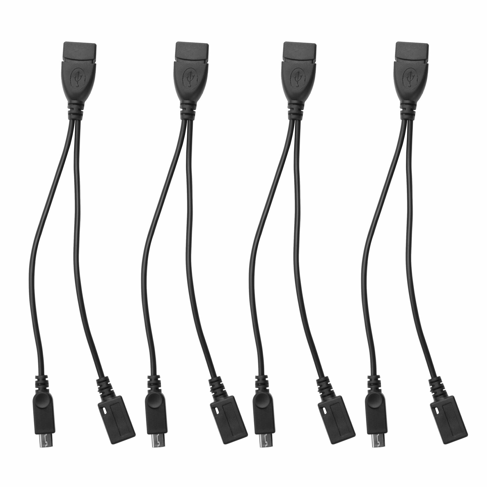 Кабельный адаптер Mini OTG из 4 шт, 2-In-1 Powered Micro-USB to USB Adapter (кабель + кабель питания) для потоковых сти