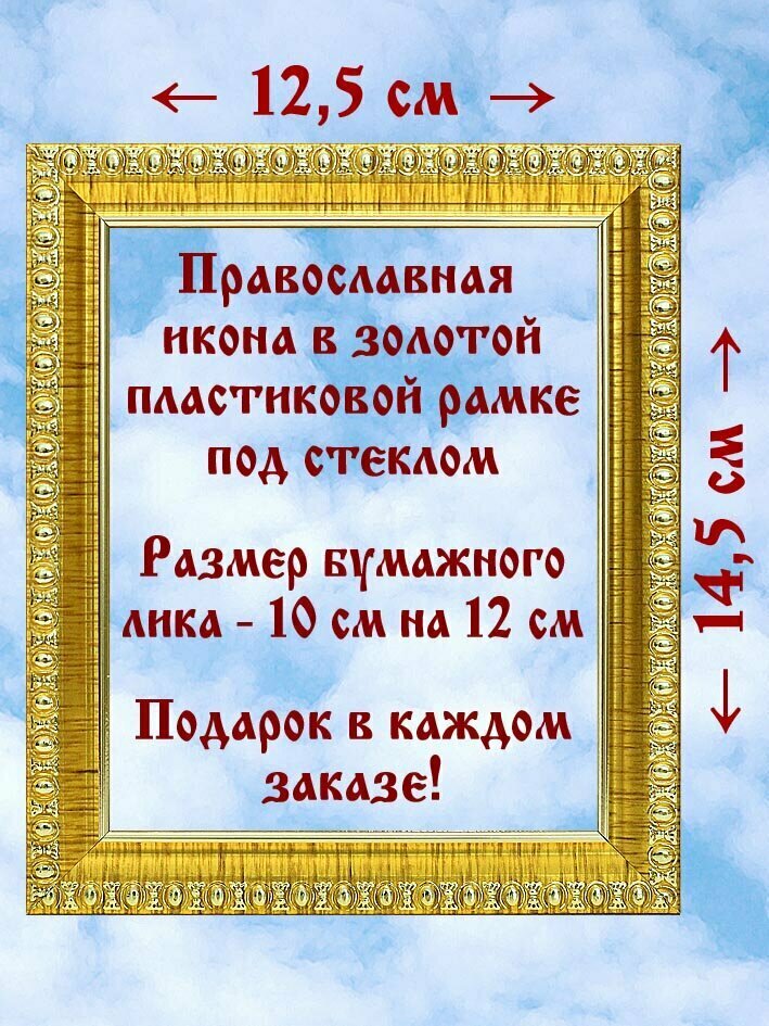 Преподобномученик Дионисий Валаамский, икона в золотой пластиковой рамке 12,5*14,5 см
