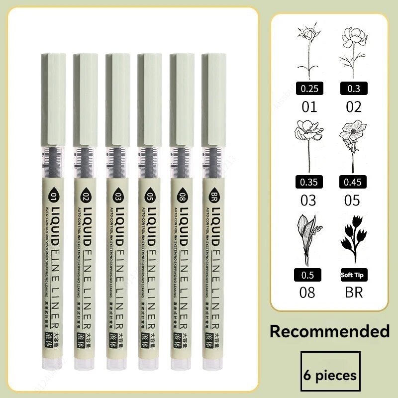Набор маркеров Hopk 12 шт черные тонкие Commonly used 6 Pcs