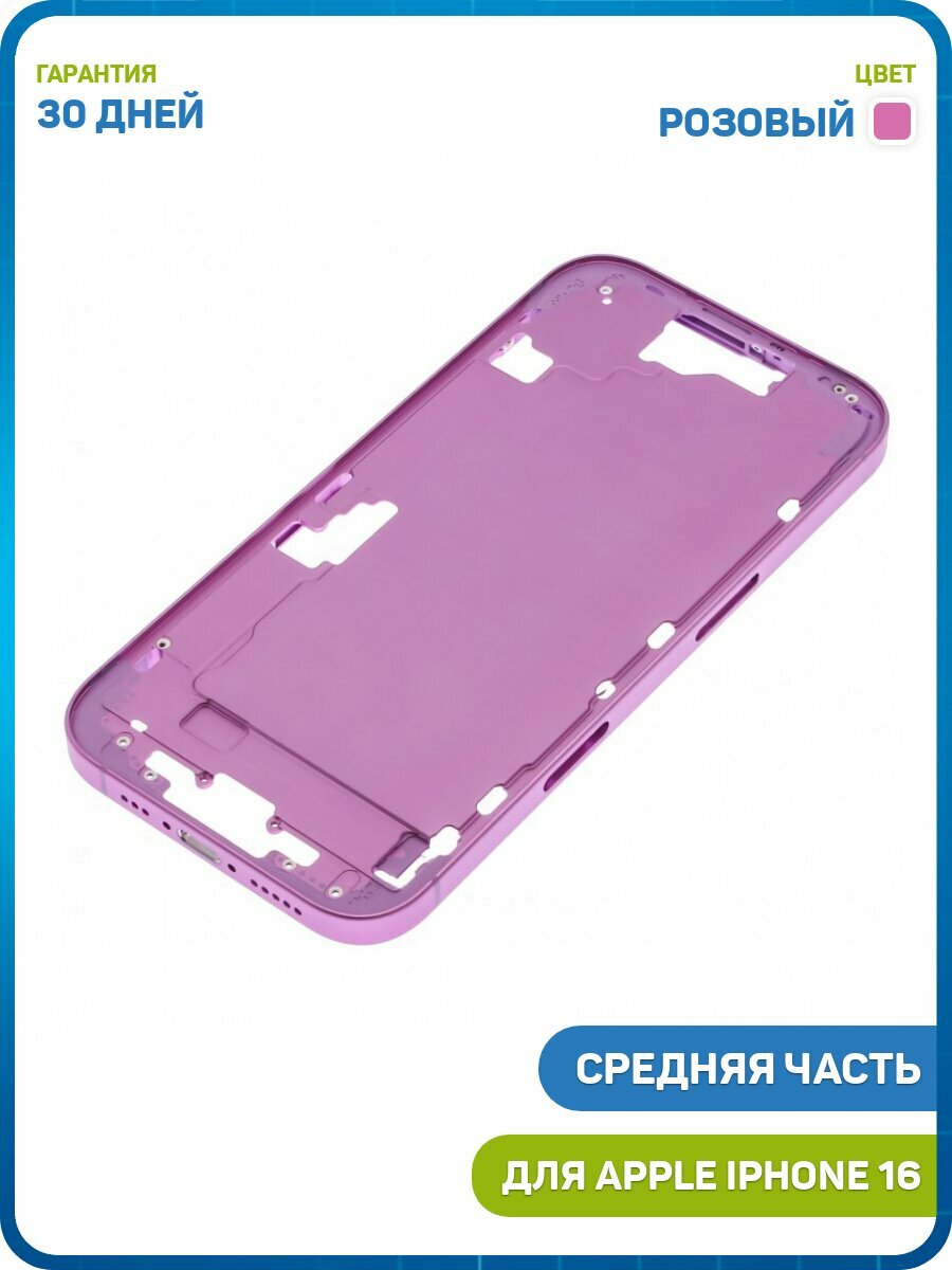 Средняя часть корпуса для Apple iPhone 16, розовый