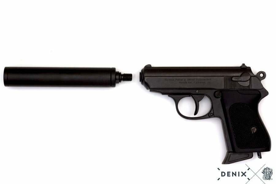 Сувенирный пистолет DENIX Waffen-SSPK, с глушителем, декоративный