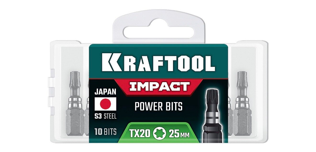 KRAFTOOL Impact TX 20, 25 мм, 10 шт, ударные биты (26195-20-25-S10) (26195-20-25-S10)