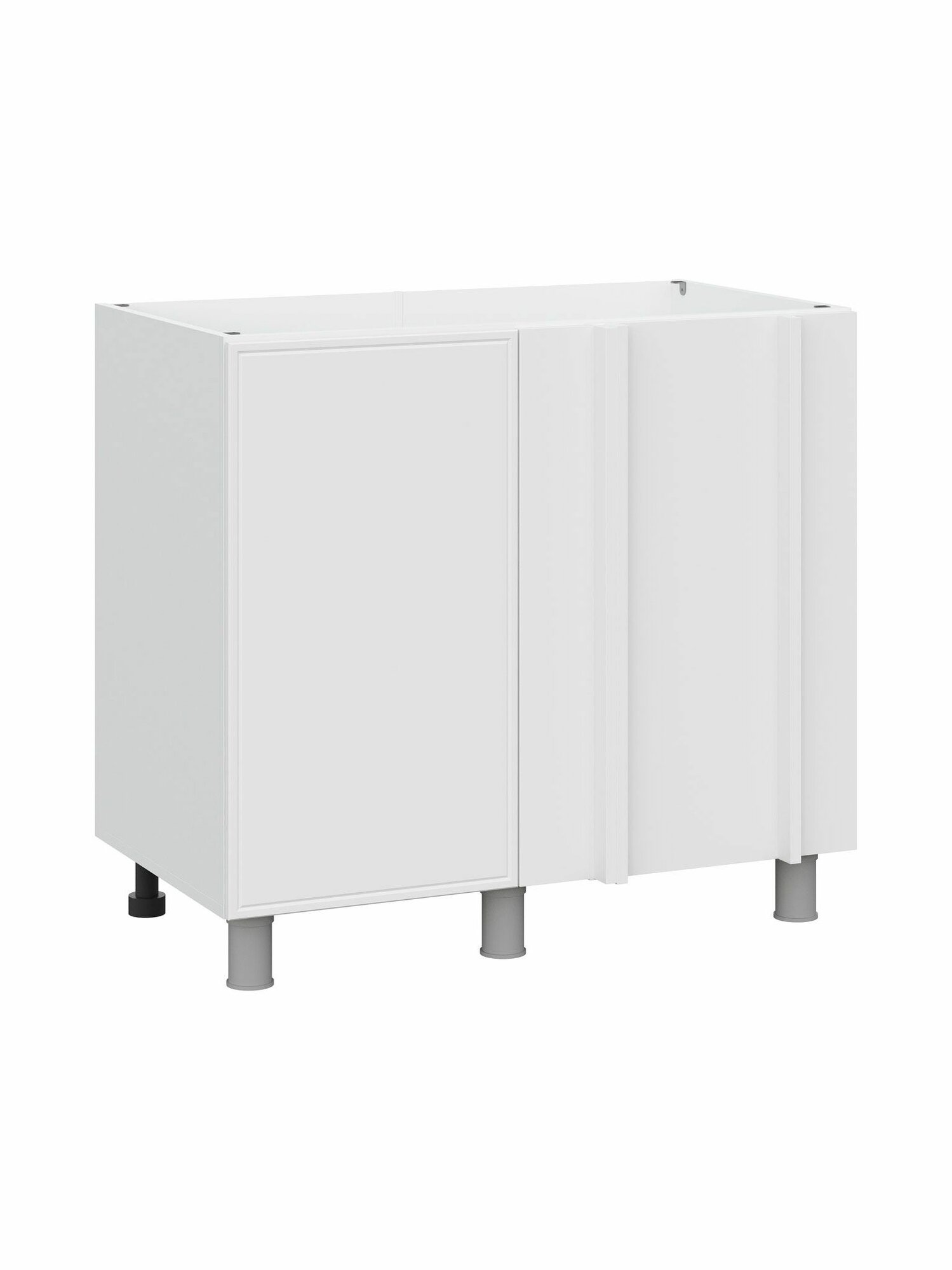 Кухонный модуль напольный, прямоугловой стол Квадро с полками, 100х50.6х82.4 см, Белый / Айвори