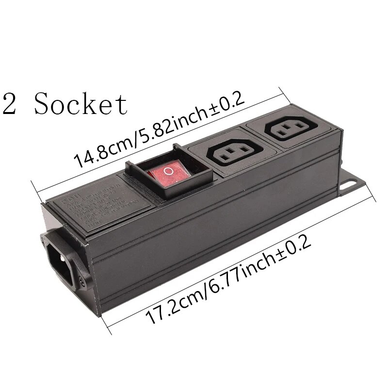 Алюминиевый сетевой фильтр 2/3/4/5/6/7/8/9/10 розеток 2 Socket
