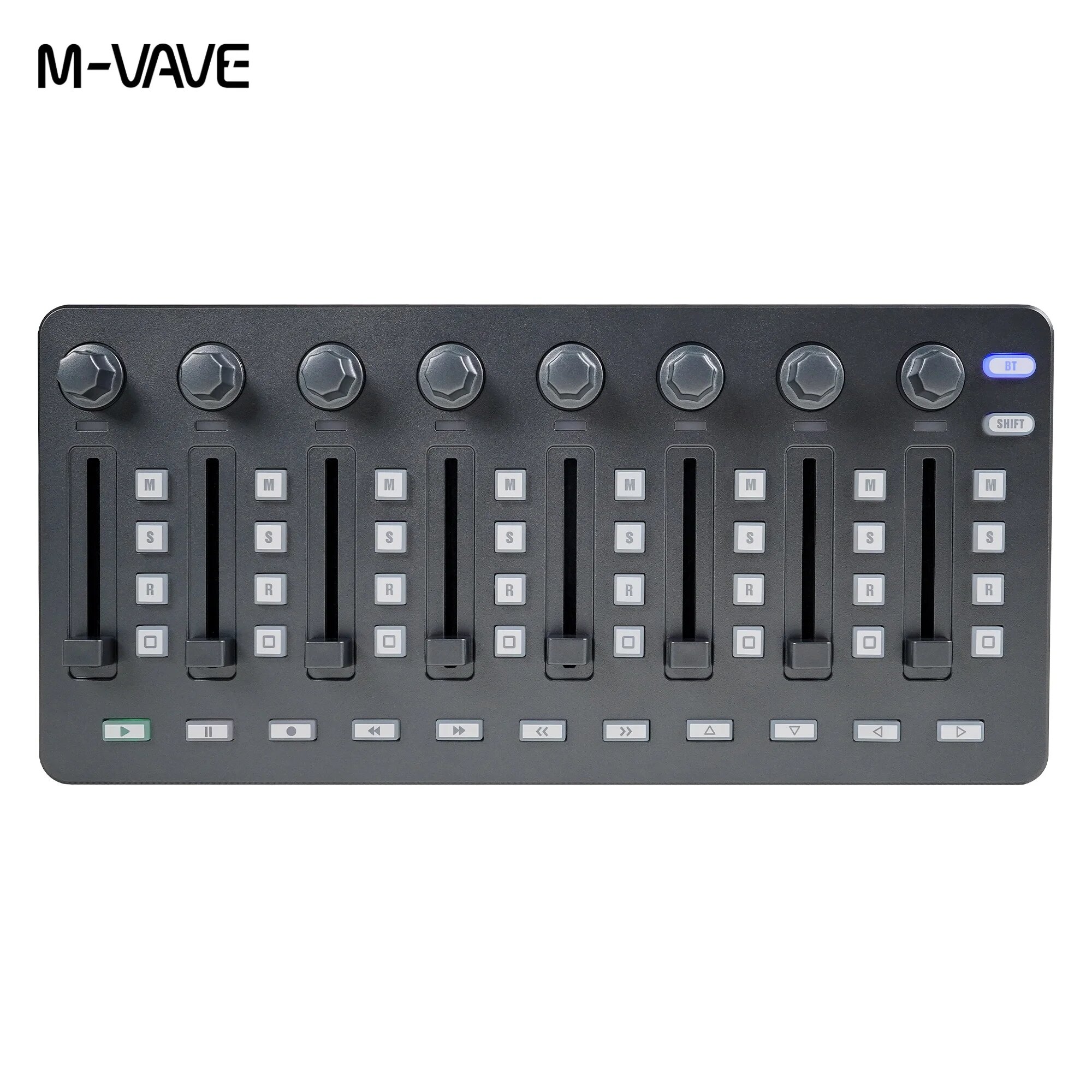 Беспроводной DAW-контроллер M-VAVE SMC MIXER, серый, 8 ручек, 8 фейдеров, Bluetooth, USB, для создания музыки и живых выступл.
