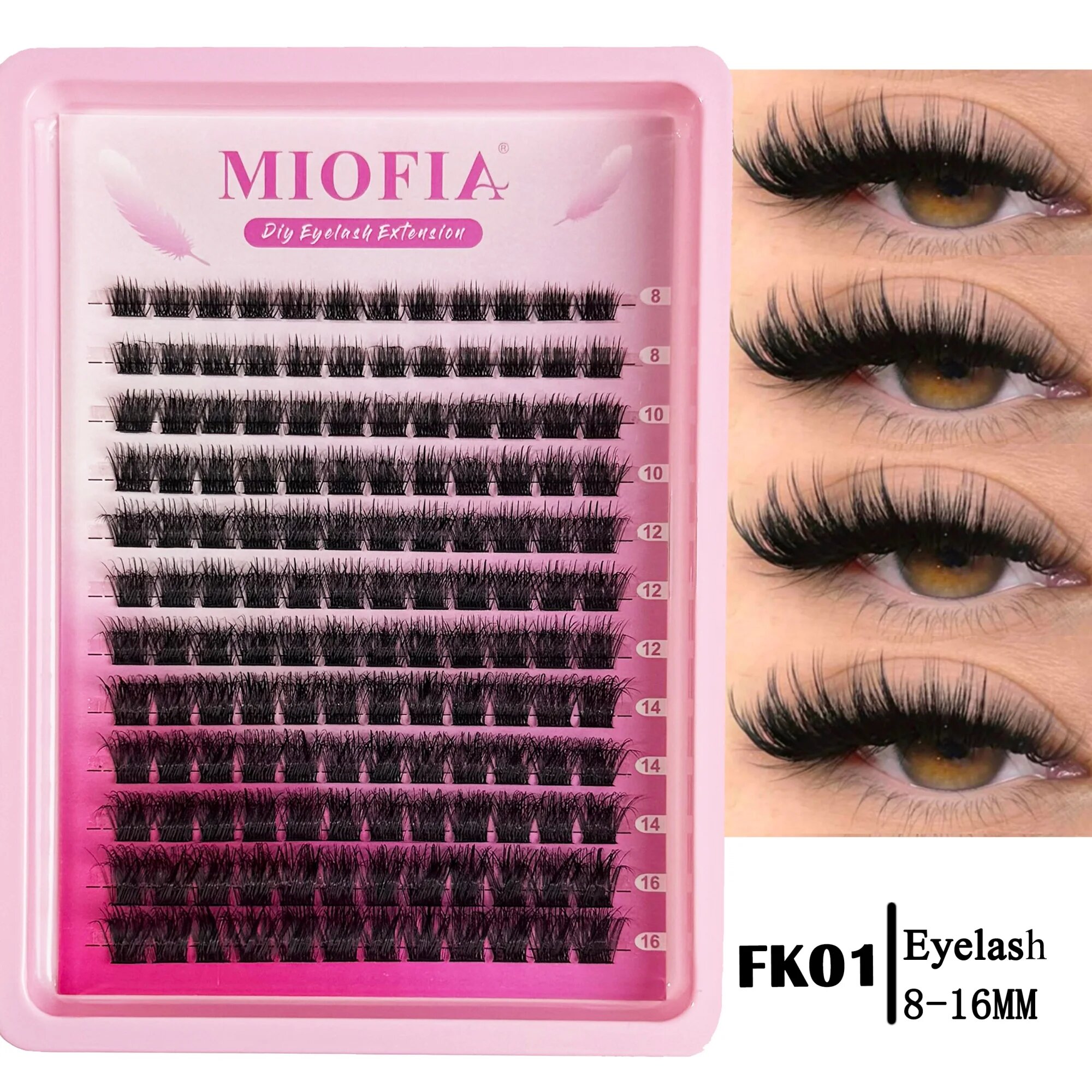 MIOFIA DIY Clusters Lash 8-16 мм (черный хлопок) FK01