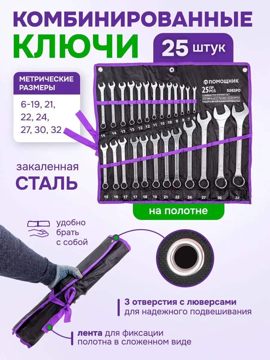 Набор ключей комбинированных 25 предметов