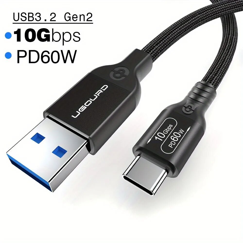 UGOURD Кабель для мобильных устройств USB 3.1 Type-A/USB Type-C, 3 м, черный
