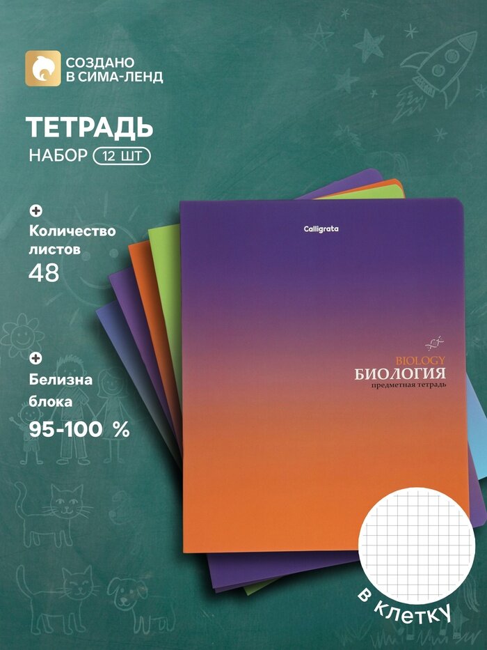 Тетради предметные 12 шт. «Градиент», 48 листов, справочная информация, 60 г