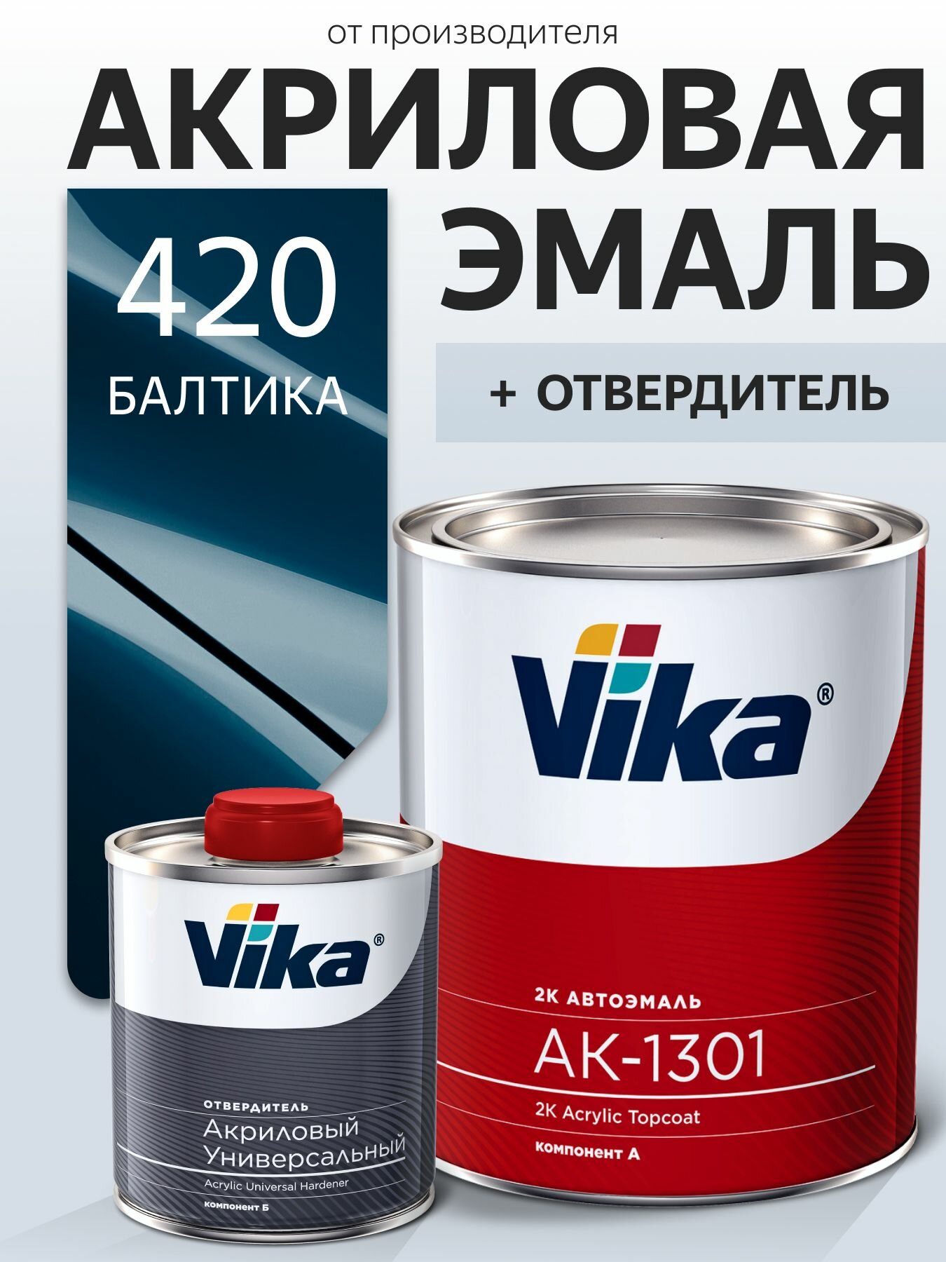 Акриловая краска автомобильная, 420 балтика, Vika АК-1301 2К, комплект (0.85 кг + 0.212 кг)