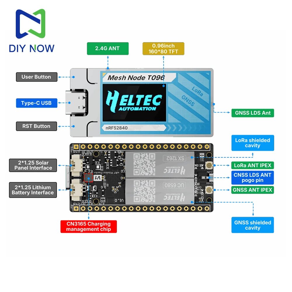 Mesh Node T096 Heltec LoRa GNSS, Whip Antenna — фото 1