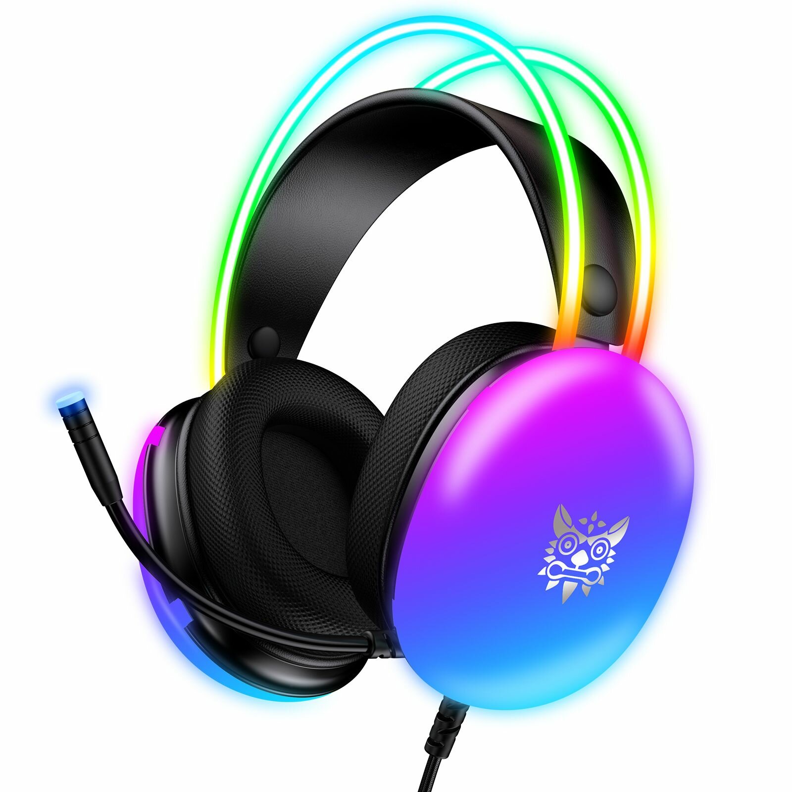 Наушники игровые с микрофоном проводные X25 / подсветка / 3.5 мм USB