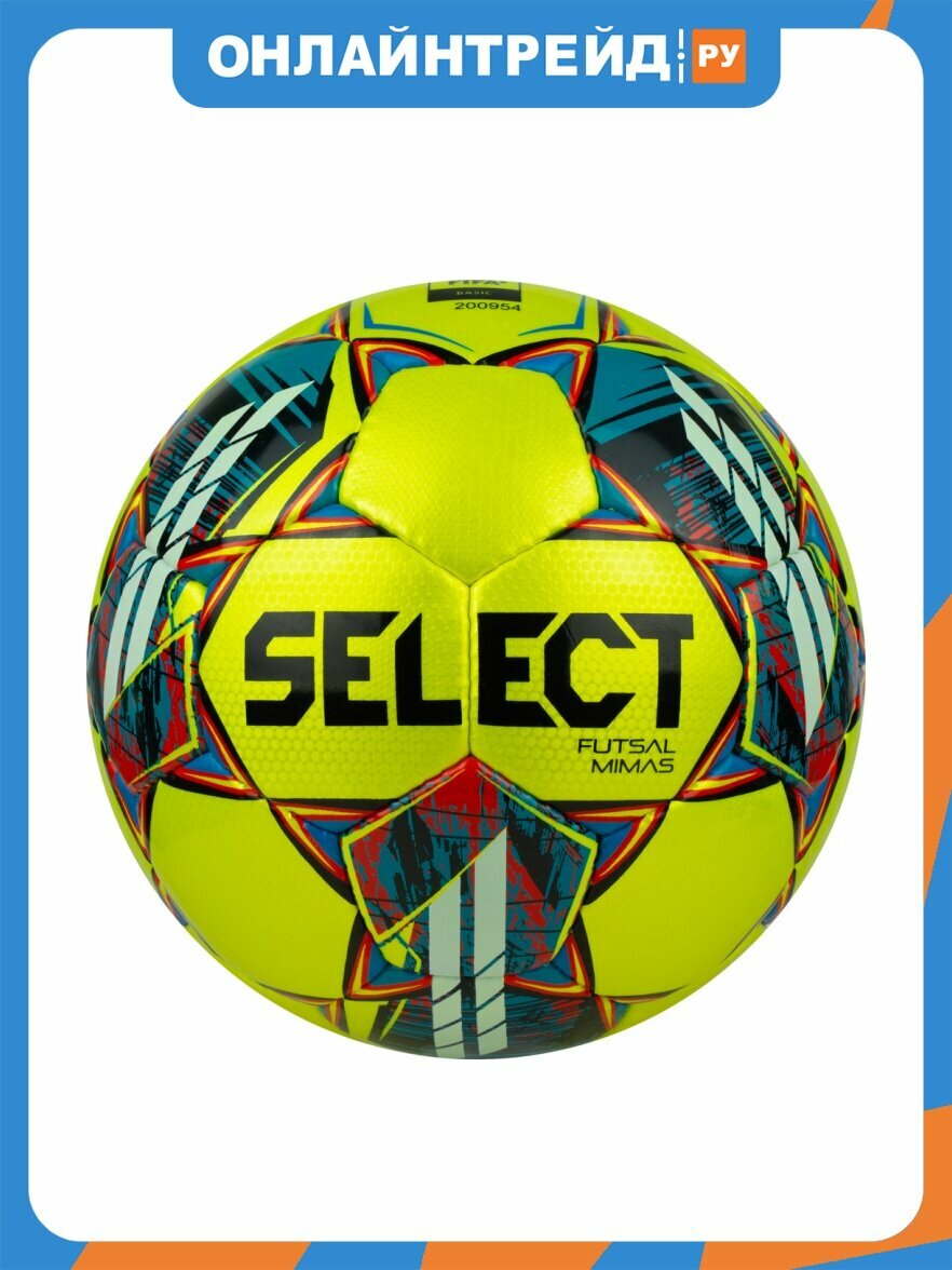 Мяч футзальный Select Futsal Mimas, 1053460550, р.4, FIFA Basic, 32 панели, гл. ПУ, желто-сине-красный