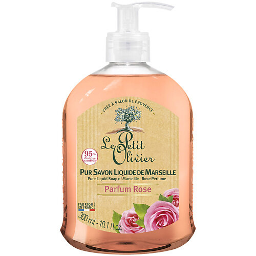 LE PETIT OLIVIER Мыло марсельское жидкое Роза Parfum Rose Liquid Soap, 300 мл