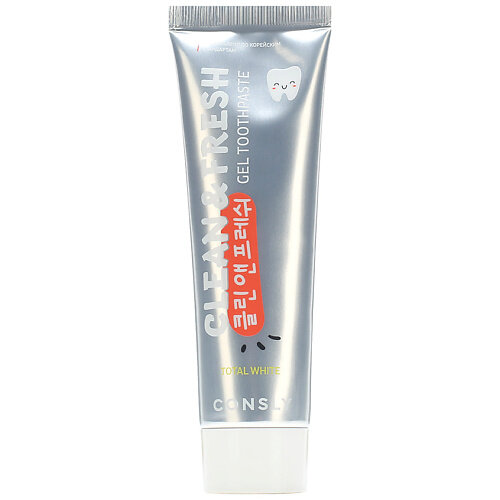 CONSLY Зубная паста гелевая с фтором отбеливающая Total White, 105 гр.
