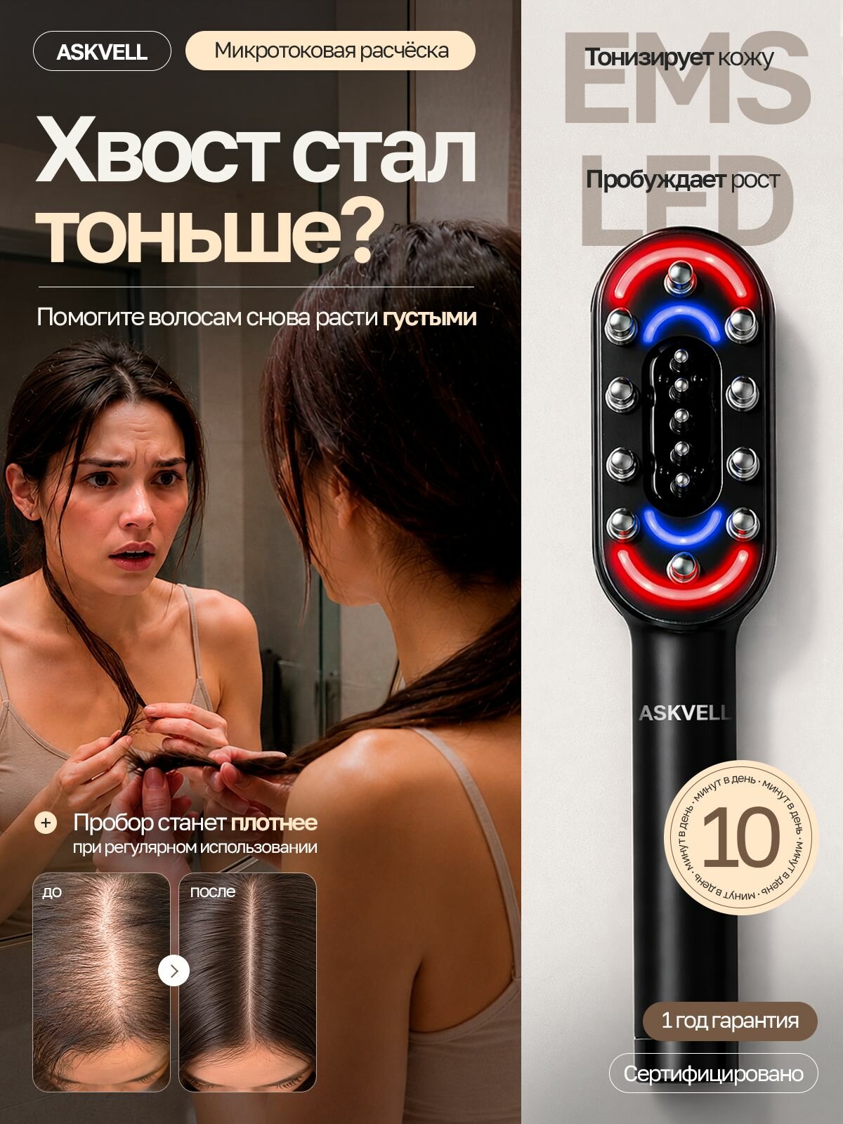 ASKVELL Лазерная расческа для волос-дарсонваль