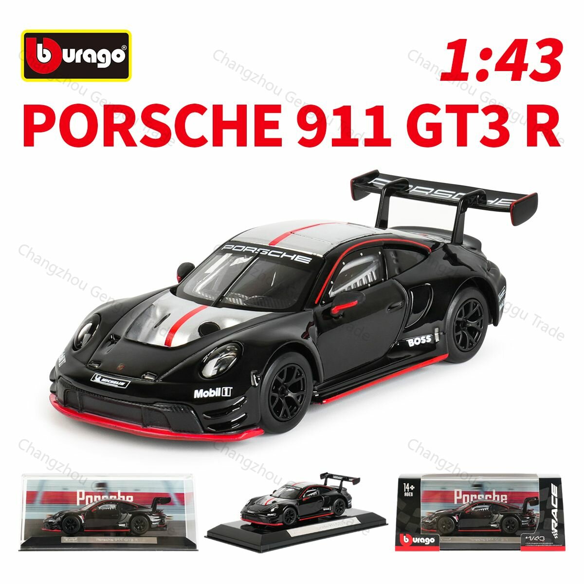 Bburago 1:43 Porsche 911 GT3 R Статическая литая под давлением модель гоночного автомобиля Игрушки