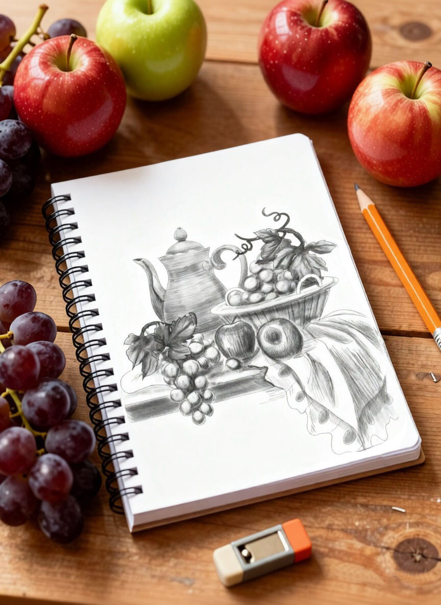 Раскраска антистресс Touch Art рисование по эскизу Натюрморт. Альбом для скетчинга А4