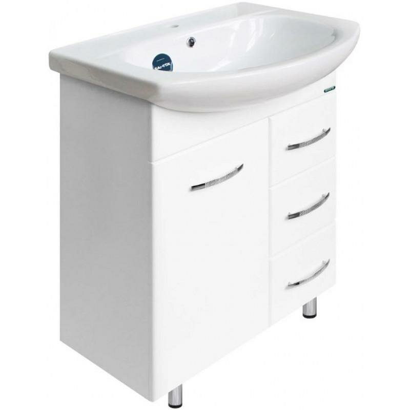 Тумба с раковиной Sanita Лагуна 65 SET Лагуна-3 Лагуна-65 цвет Белый глянцевый