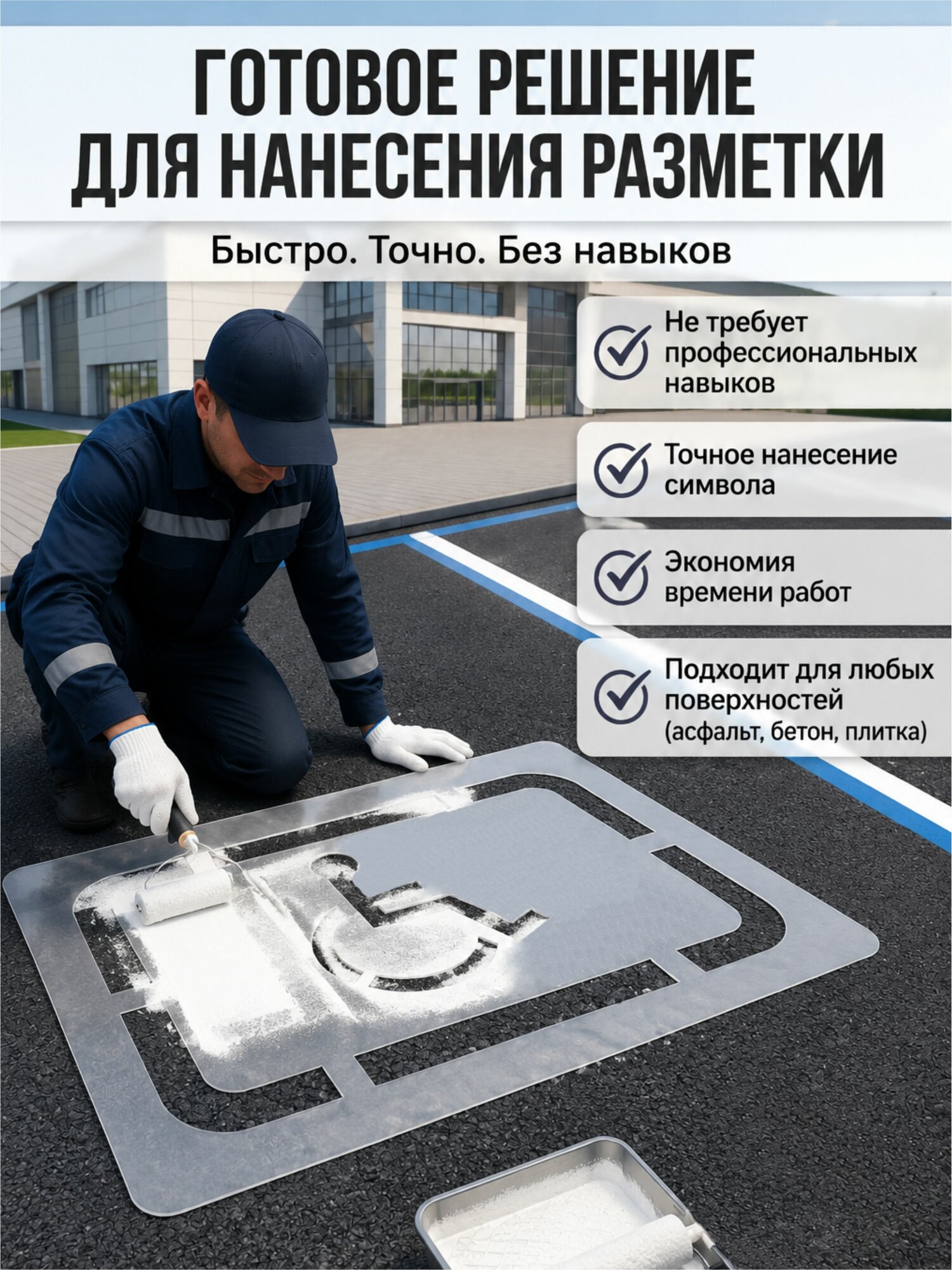 Трафарет "Парковочное место для инвалидов" ПЭТ