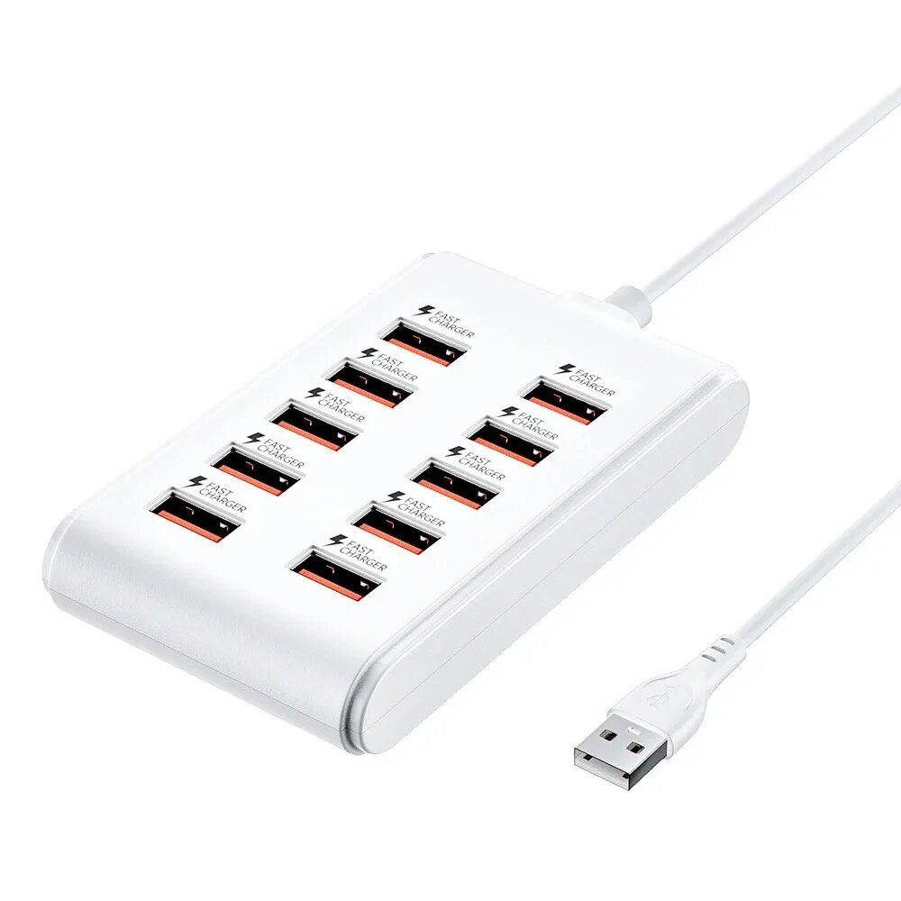 USB-разветвитель 10-в-1: быстрое зарядное устройство для телефона, адаптер питания, USB-хаб, зарядная станция для дома и офиса
