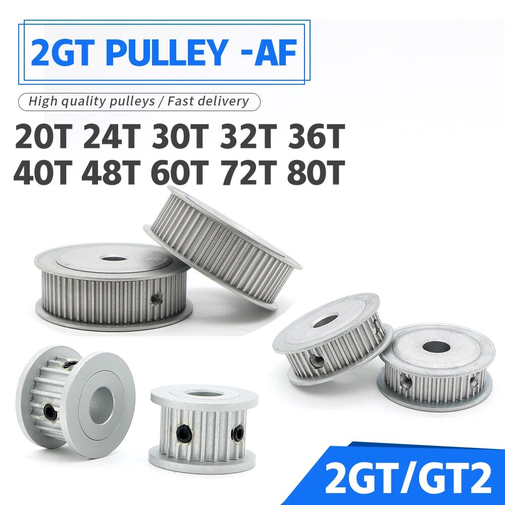 Шкив 2GT GT2 алюминиевый 20/24/30/32/36/40/48/60/72/80 зубьев 2GT-48teeth, 5 мм, for belt 6mm