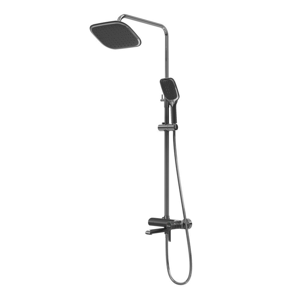 Душевая стойка Grossman Alba 500. K35.06.100/210 с верхним душем, ручной лейкой и смесителем, хром с черным,1 место