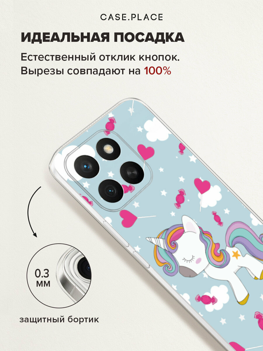 Чехол на Honor X8c / Хонор X8c с принтом "Сладкий единорожек" — фото 1