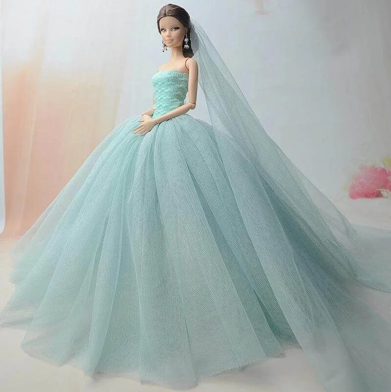 Платье с цветочным кружевом для куклы Barbie Барби 1/6