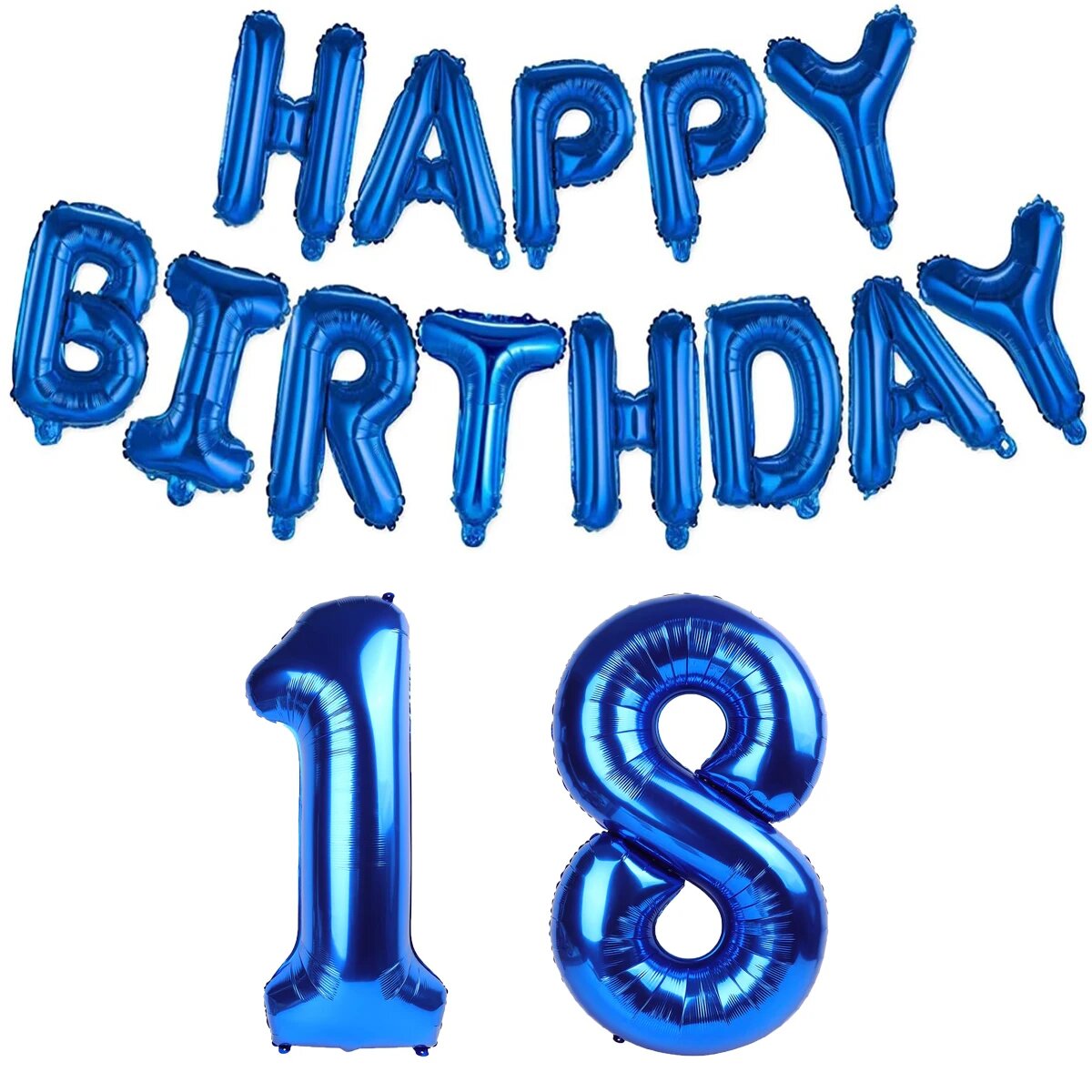 Шары "С днем рождения 18" темно-синие