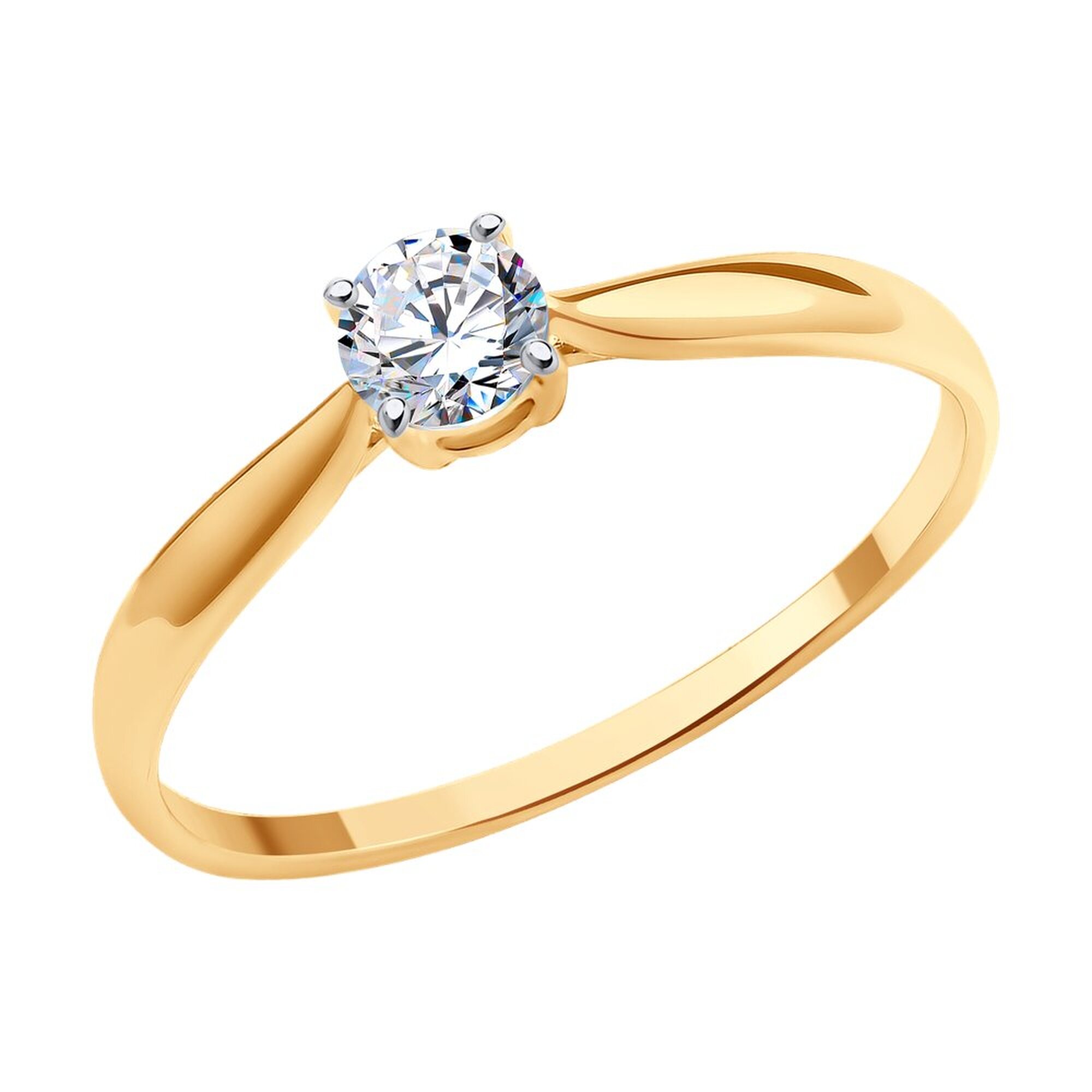 Кольцо Diamant online, красное золото, 585 проба, фианит