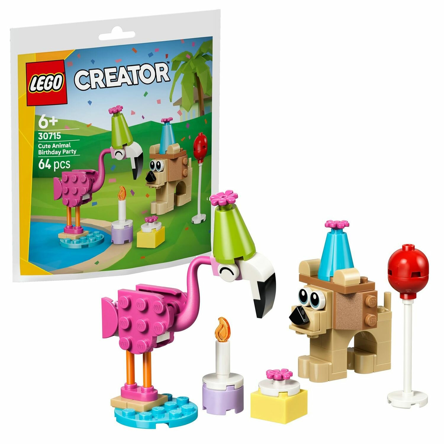 Конструктор LEGO Сreator 3-in-1 Вечеринка по случаю дня рождения милого животного, 64 деталей, возраст 6+, 30715