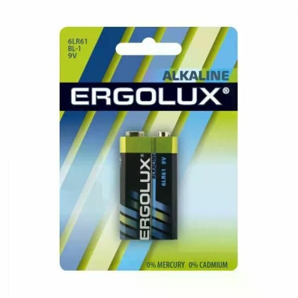 Батарейка алкалиновая (щелочная) Ergolux 6LR61 BL-1