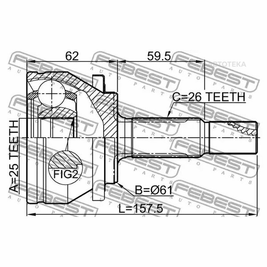 ШРУС внешний TOYOTA COROLLA 2013- 0110-ZRE181 FEBEST 0110ZRE181