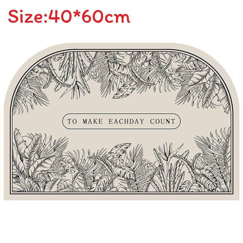 Botanical pattern silicone bath mat with fastdrying fabric for bathroom and entrance decoration jungle chamfer