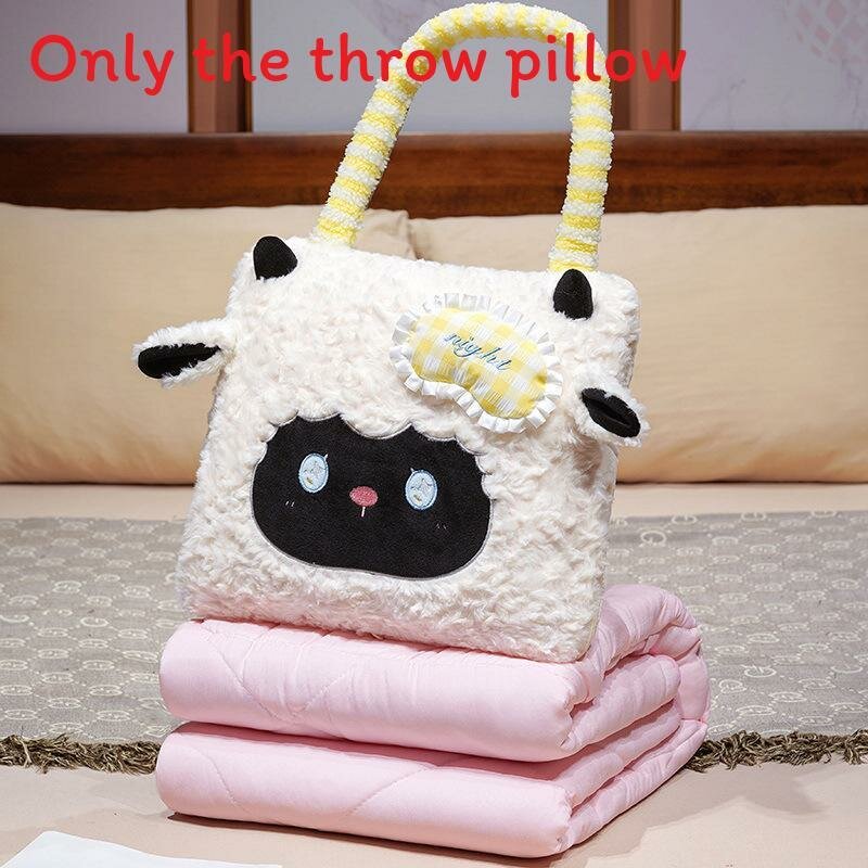 Twoinone office cushion 2 in 1 with embroidered sheep design and foldable blanket for nap black