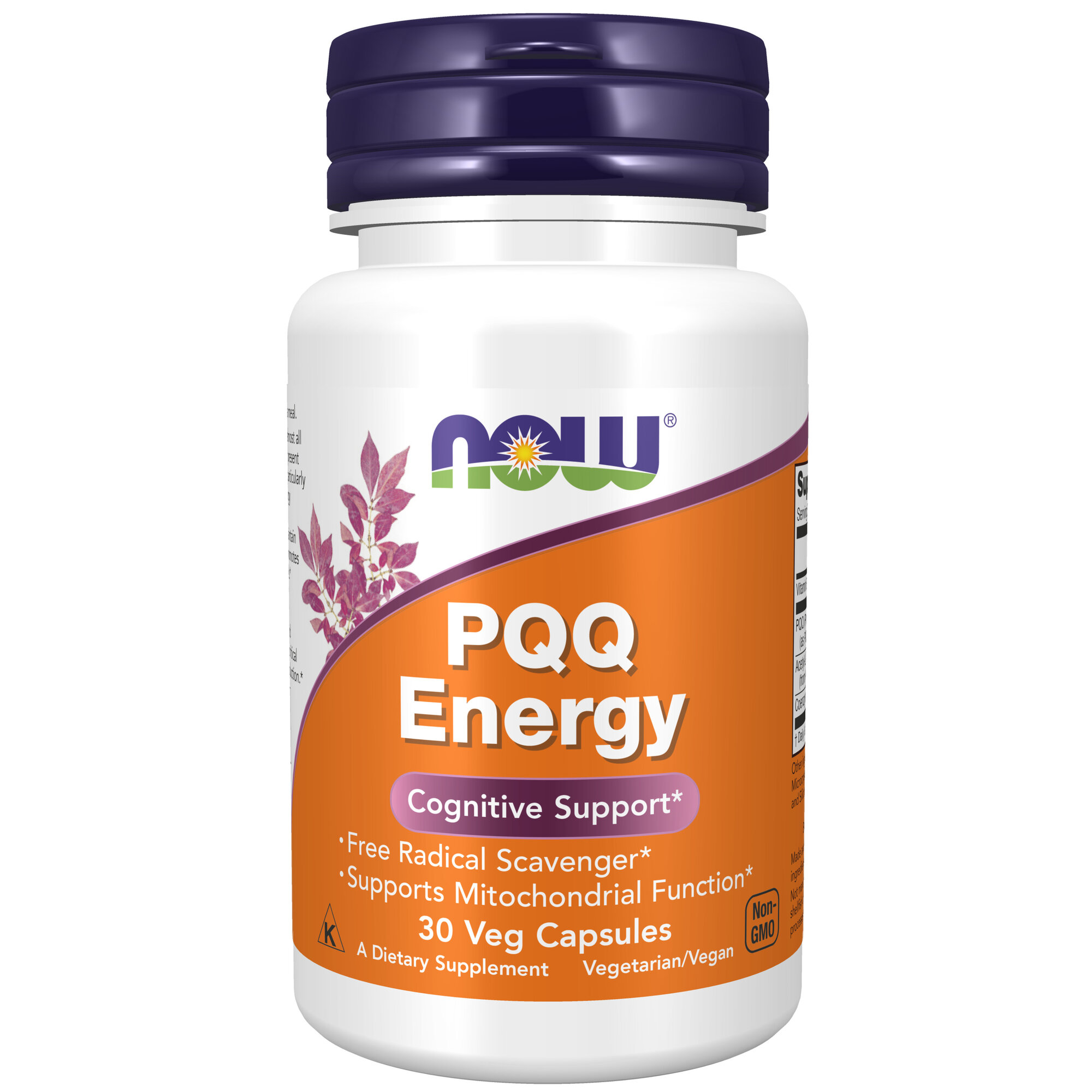 NOW PQQ Energy, PQQ + Витамин В12 + Коэнзим Q10 + L-карнитин, 30 растительных капсул, для иммунитета , для мозга