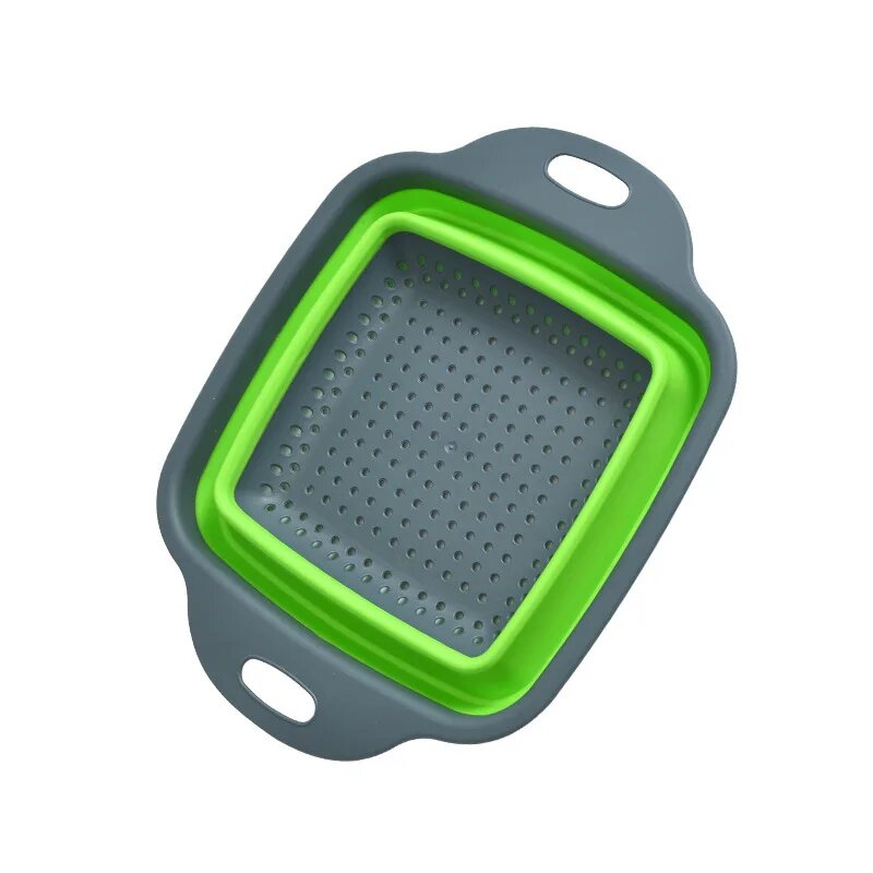 Складной силиконовый дуршлаг для фруктов и овощей Зеленый, S, Green Square