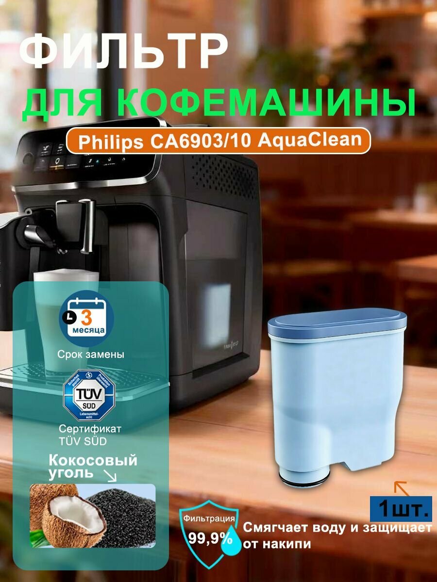 Фильтр для воды кофемашин Philips Aqua Clean CA6903/10 CA6903/22 CA6707/20 (1 шт)