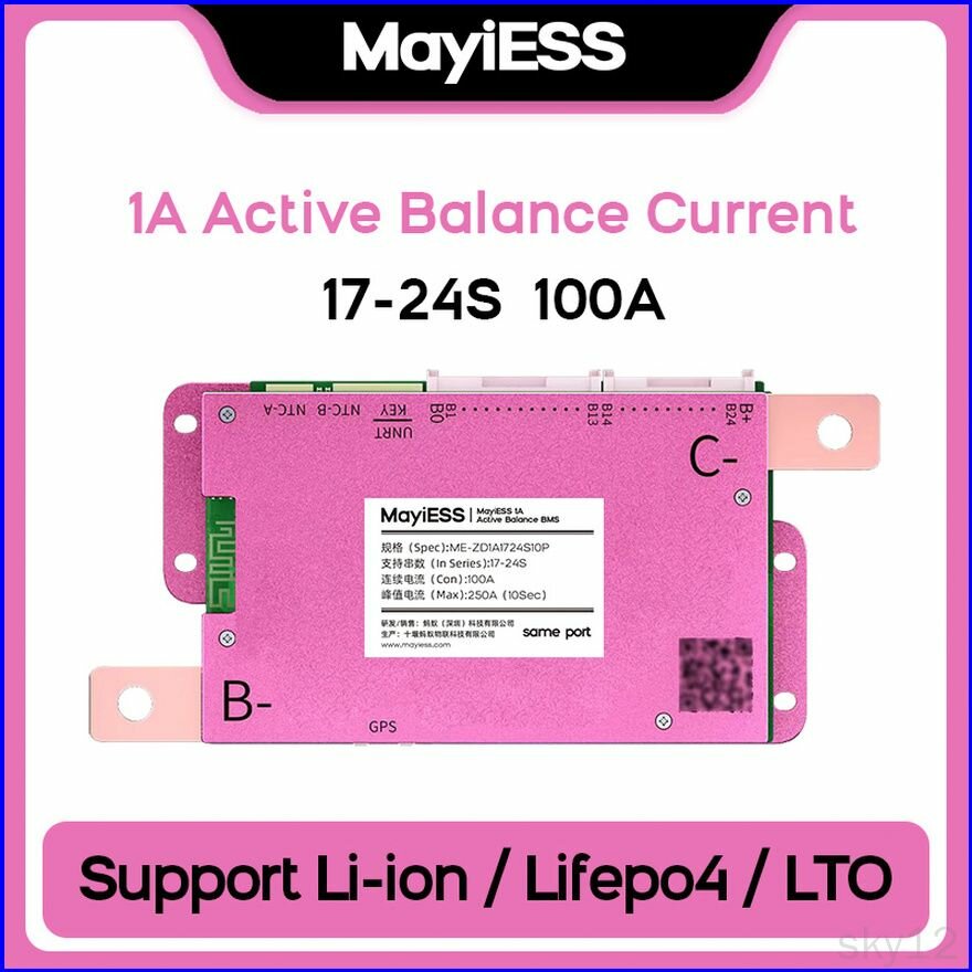 MayiESS BMS,1A Активный балансный ток муравья bms,17-24S, литий-ионная lifepo4 LTO батарея, 60V 72V 84V ,100А непрерывный пик 250А,18S 19S 20S 21S 22S 23S, умная балансовая плата BTПриложение
