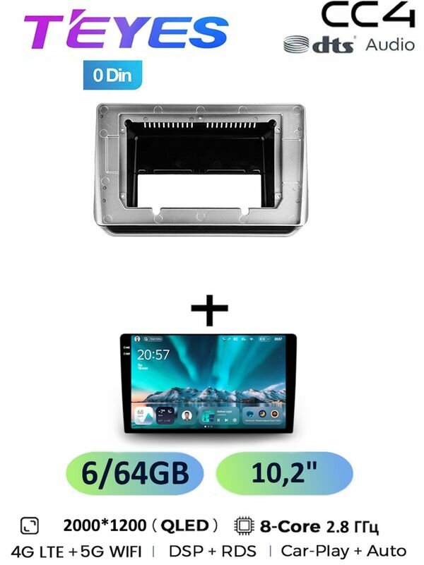 Магнитола Teyes CC4 6/64 Gb 10.2 дюйма Nissan Altima, Teana 2018-2020 для Android магнитол 8-ми ядерный процессор QLED экран 4G Wi-Fi