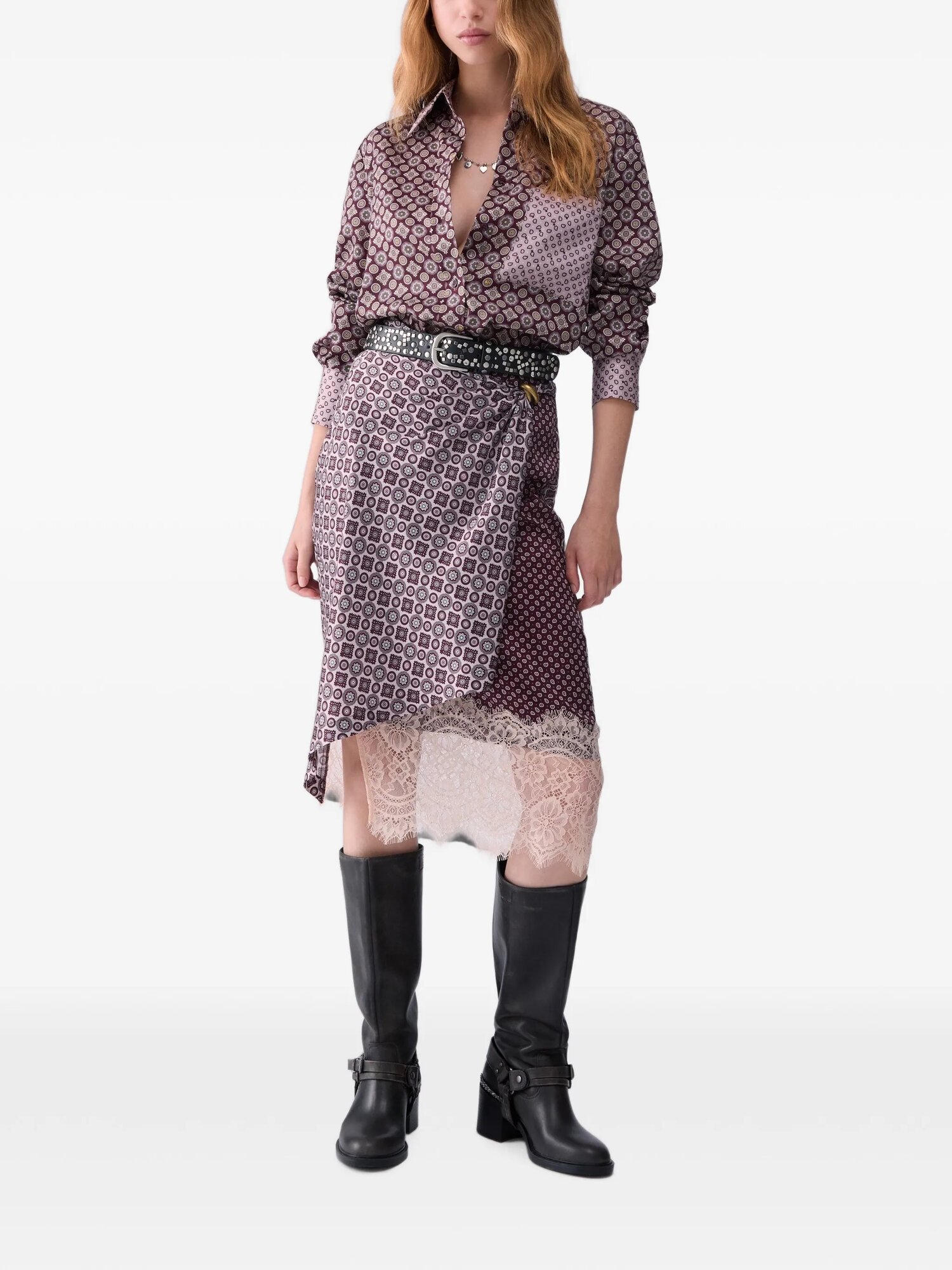 Рубашка LIU JO Printed twill shirt, размер 38, purple — фото 1