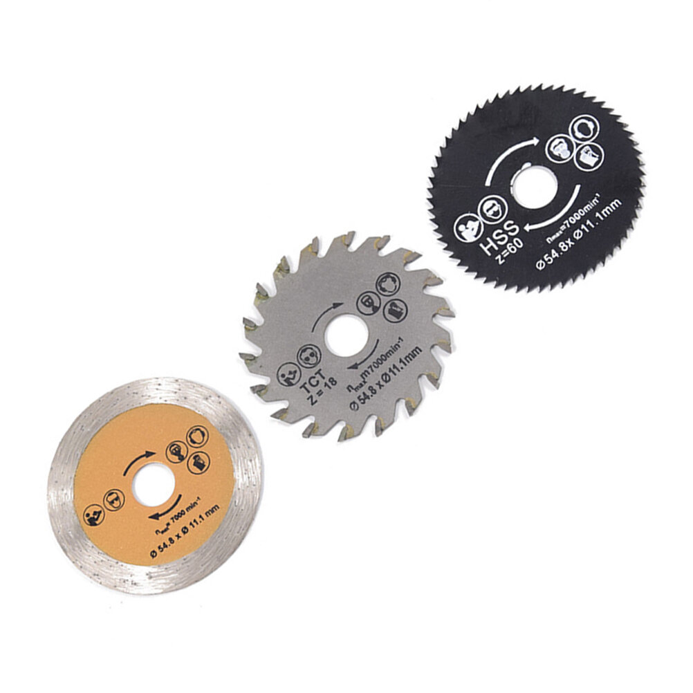 3 Pc Набор Мини Круглых Пил Hss Tct Для Резки Бетона Цемента Дерева 54 8Mm