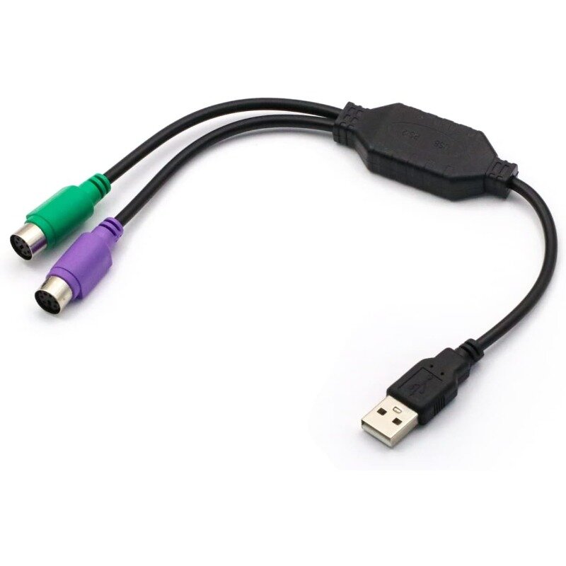 Переходник PS/2 на USB, USB на двойной PS/2 для клавиатуры и мыши, черный