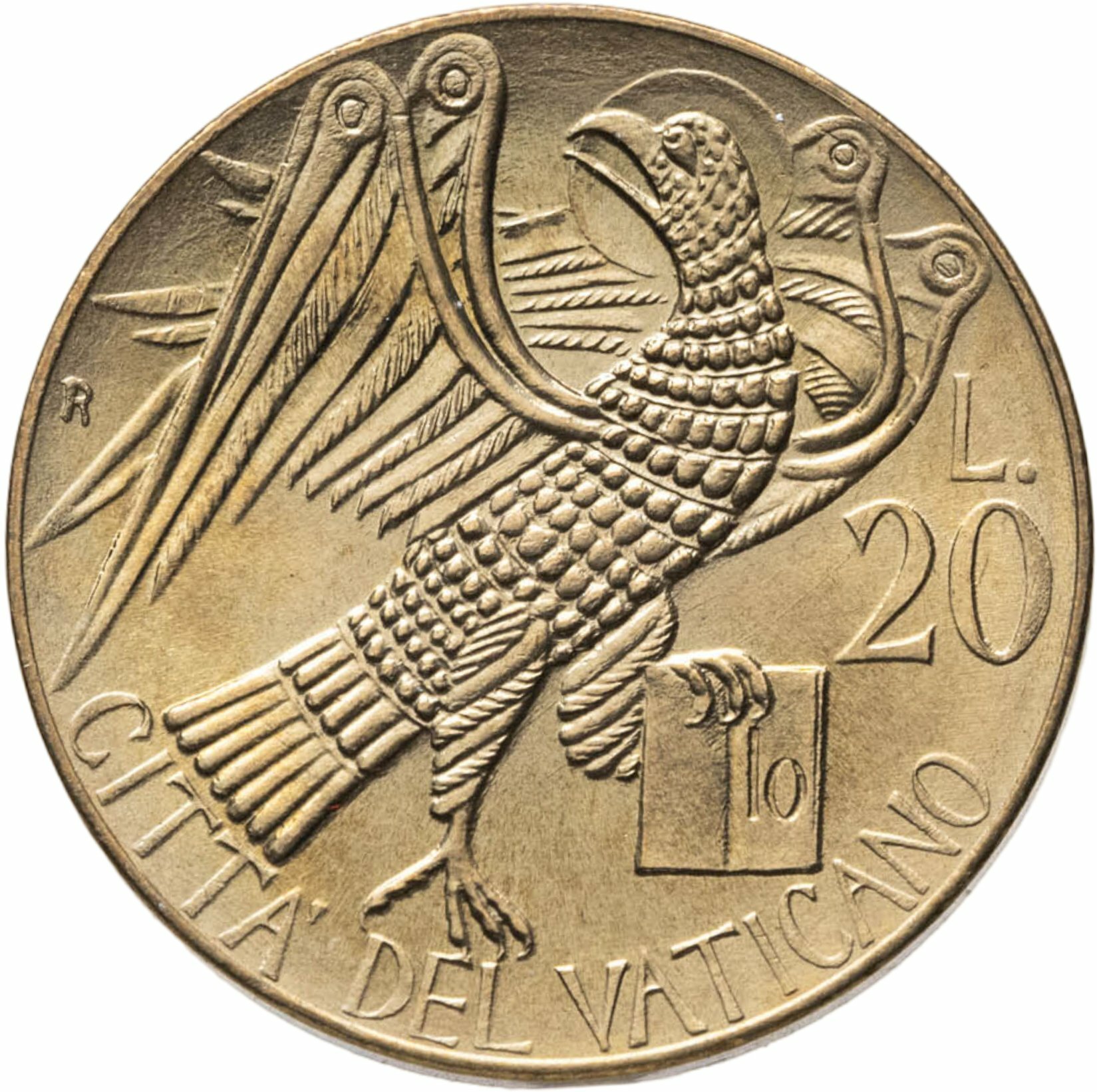 Ватикан 20 лир lire 1985, Бронза, в сохранности UNC